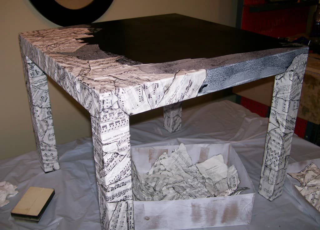 Ikea Sheet Music Table Makeover with Decoupage