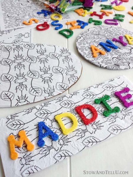 Coloring Page Name Plate for Kids