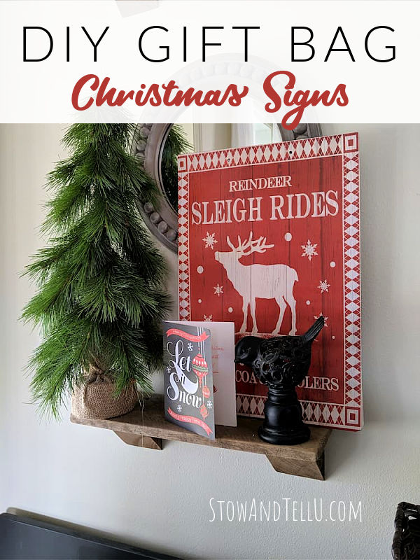 Five-Minute Vintage DIY Christmas Sign from a Gift Bag